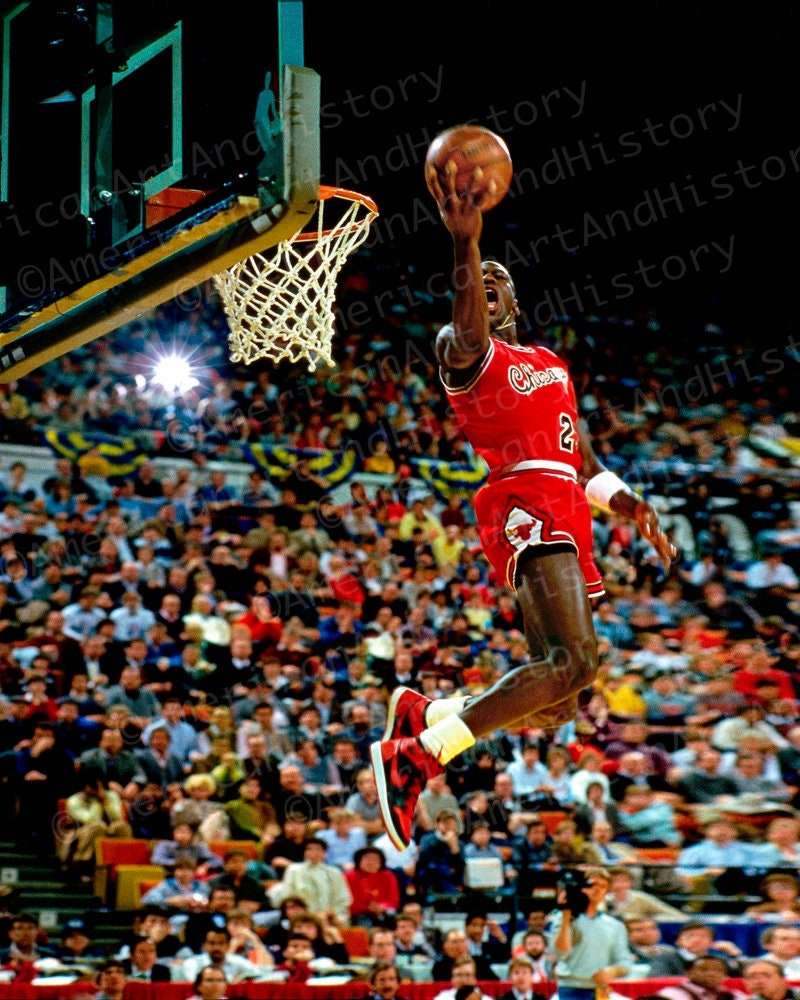 Michael Jordan Dunks From The Free Throw Line Poster