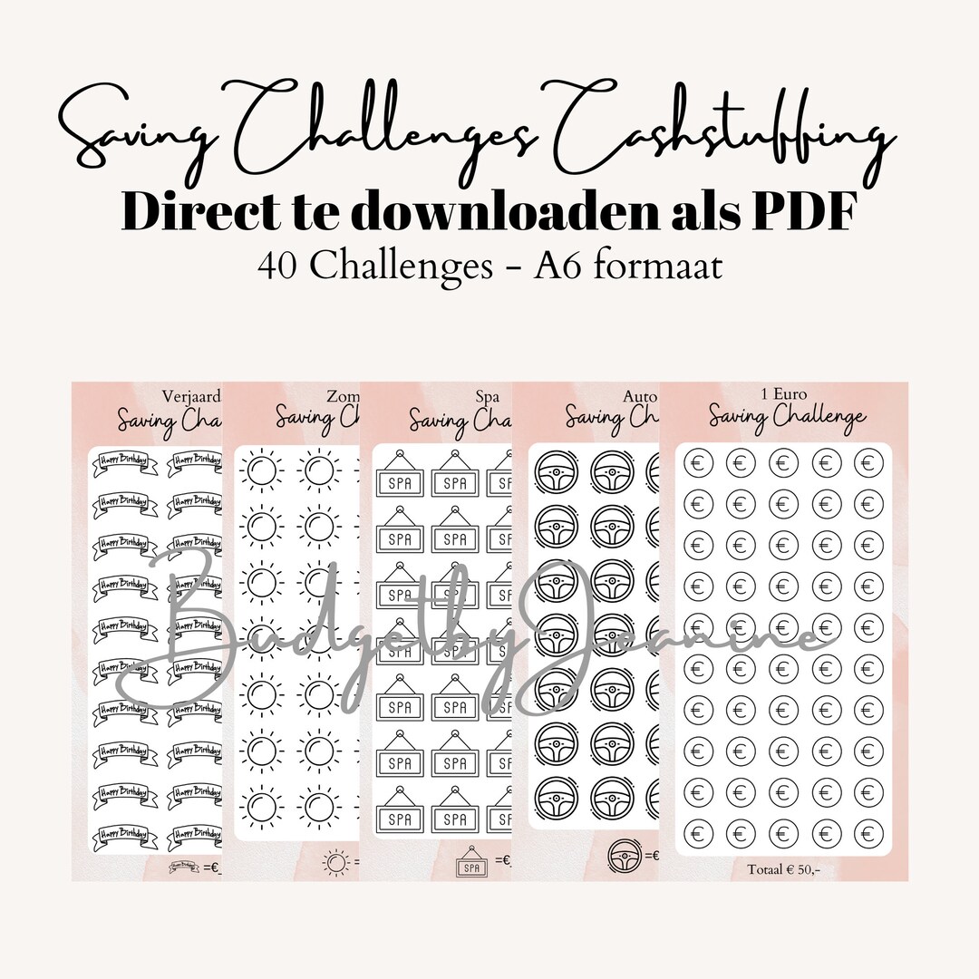 40 Saving Challenges Cash Stuffing Pink - Etsy