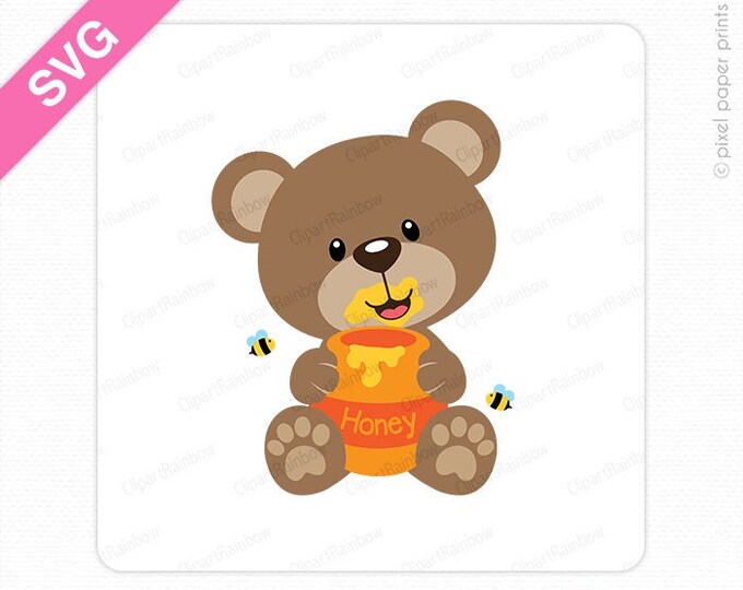 Honey Bear SVG - Clipart - Cute Bear Clip Art - SVG - Cut File ...