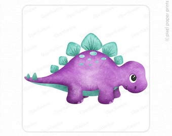 Watercolor Dinosaur Stegosaurus Clipart Dinosaur Clip - Etsy