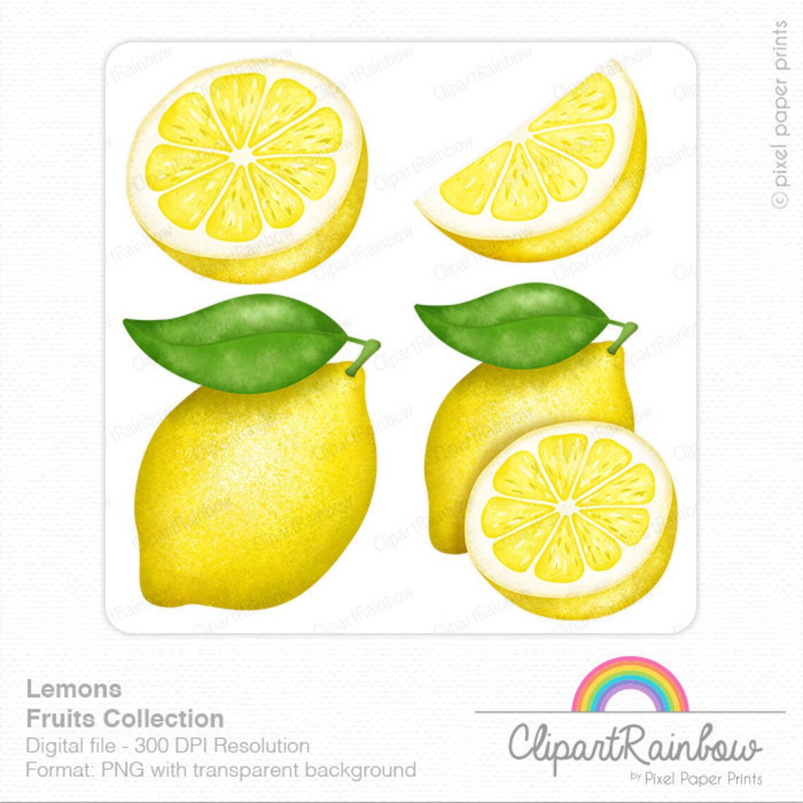 Watercolor Lemons Lemon Clip Art Lemon Graphics - Etsy