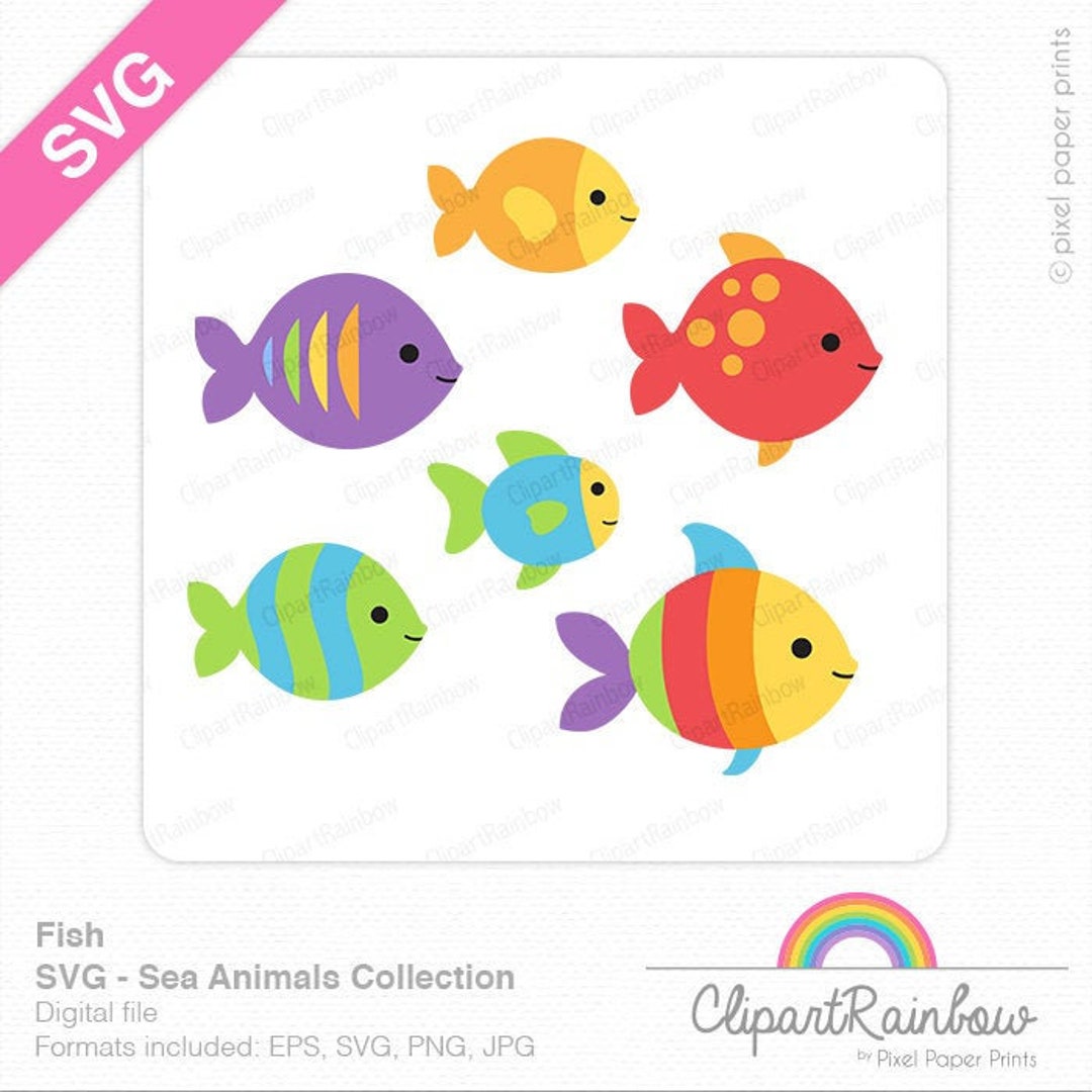Fish SVG - Sea Animals Clip Art - SVG - Cut Files - PNG File - Digital ...