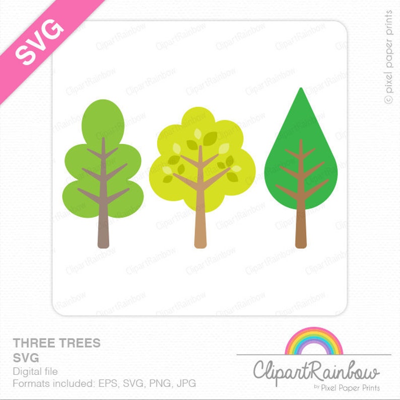 Trees SVG Tree Clipart Simple Tree Cut Files Instant - Etsy