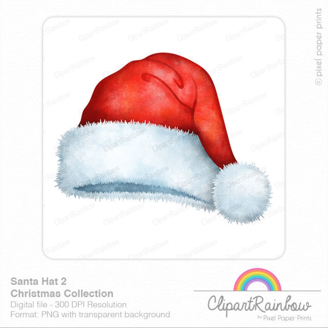Santa Hat Clipart - Watercolor Christmas - Santa Claus Clip Art ...