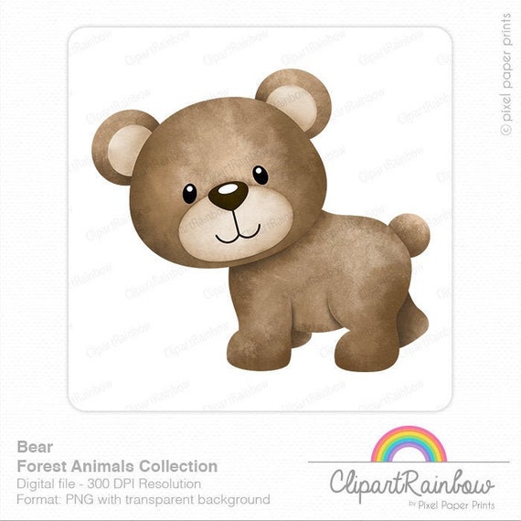 Bear Clipart Woodland animals Clip art Watercolor graphics | Etsy