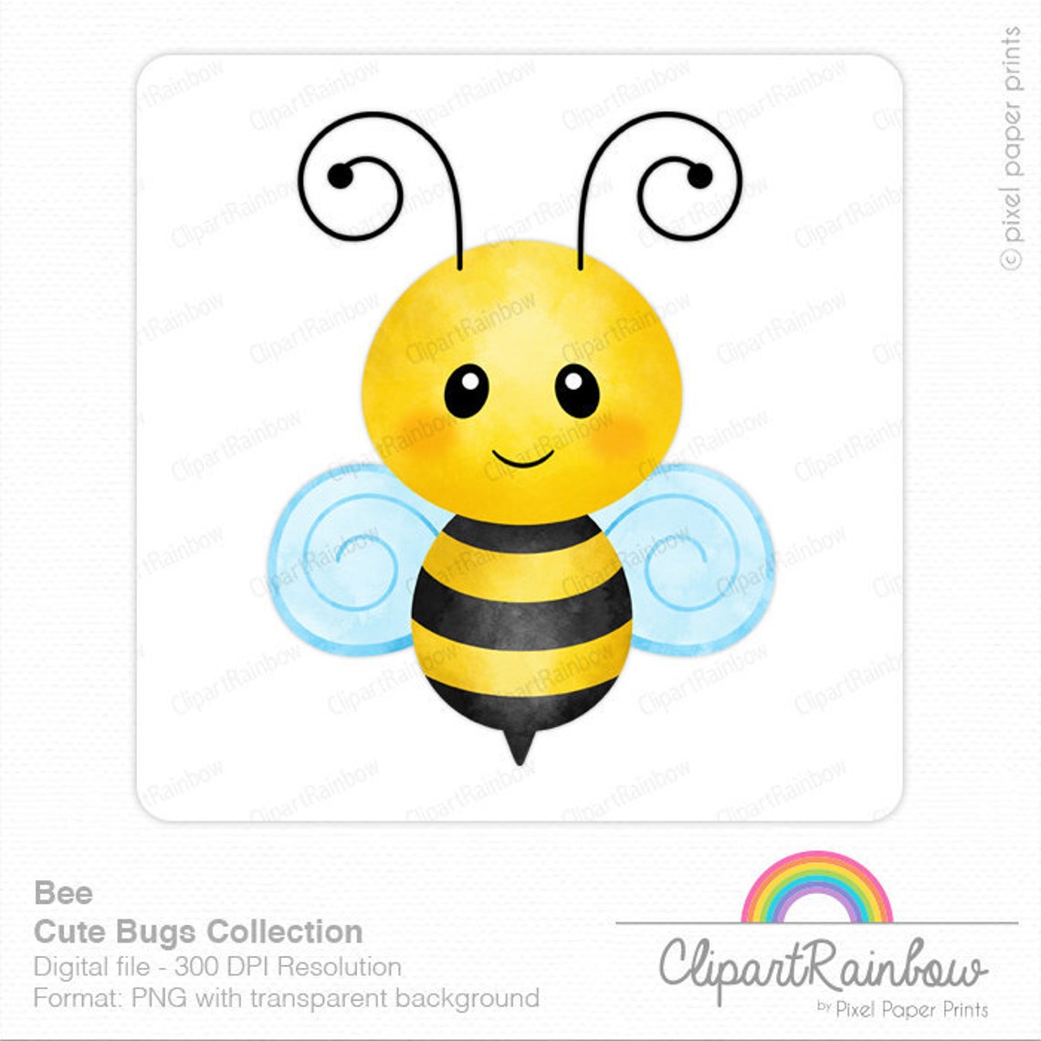 Watercolor Bee Bugs Clip Art Insect Clipart Sublimation | Etsy