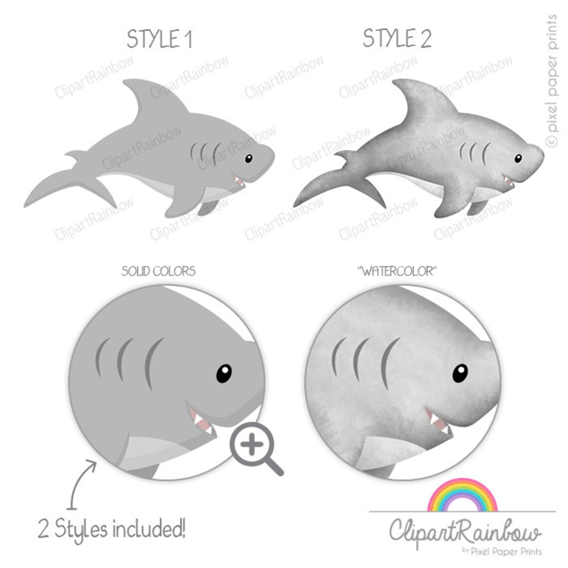 Watercolor Shark Clipart Baby Shark Clip Art | Etsy