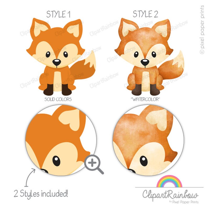 Fox Clipart Watercolor Fox Clip Art Woodland Animals - Etsy