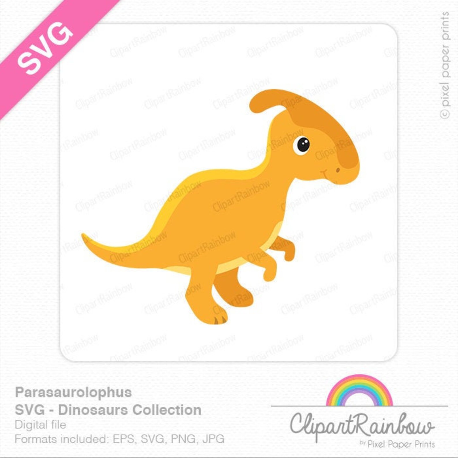 Parasaurolophus SVG Cute Dinosaur Clip Art SVG Cut Files - Etsy