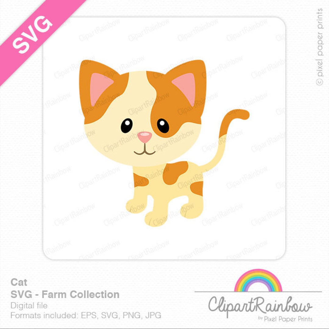 Cat SVG - Kitten Clip Art -SVG- Cut Files - PNG File - Digital - Vector ...