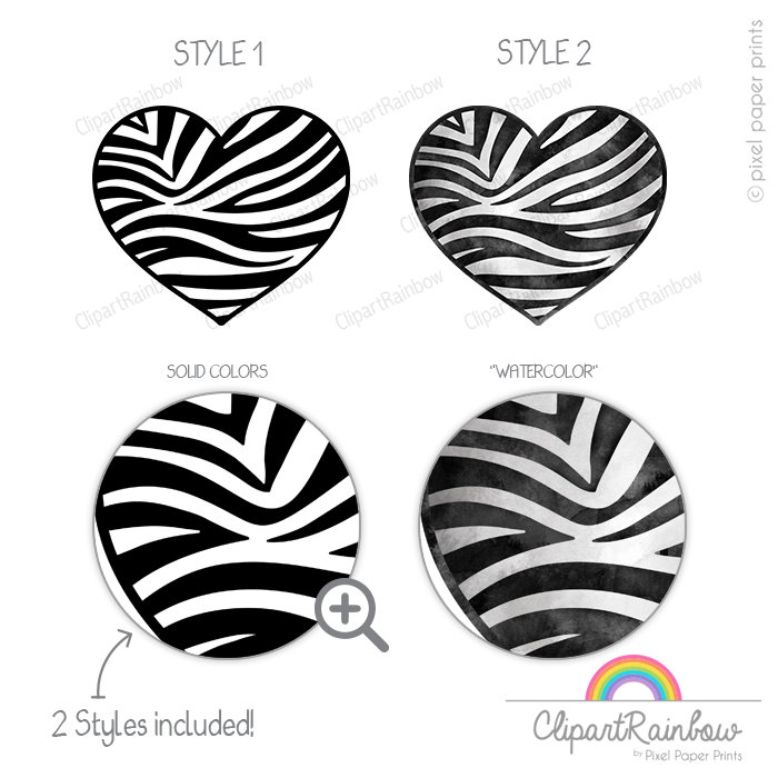 Zebra Print Heart Animal Print Digital Download Clipart - Etsy