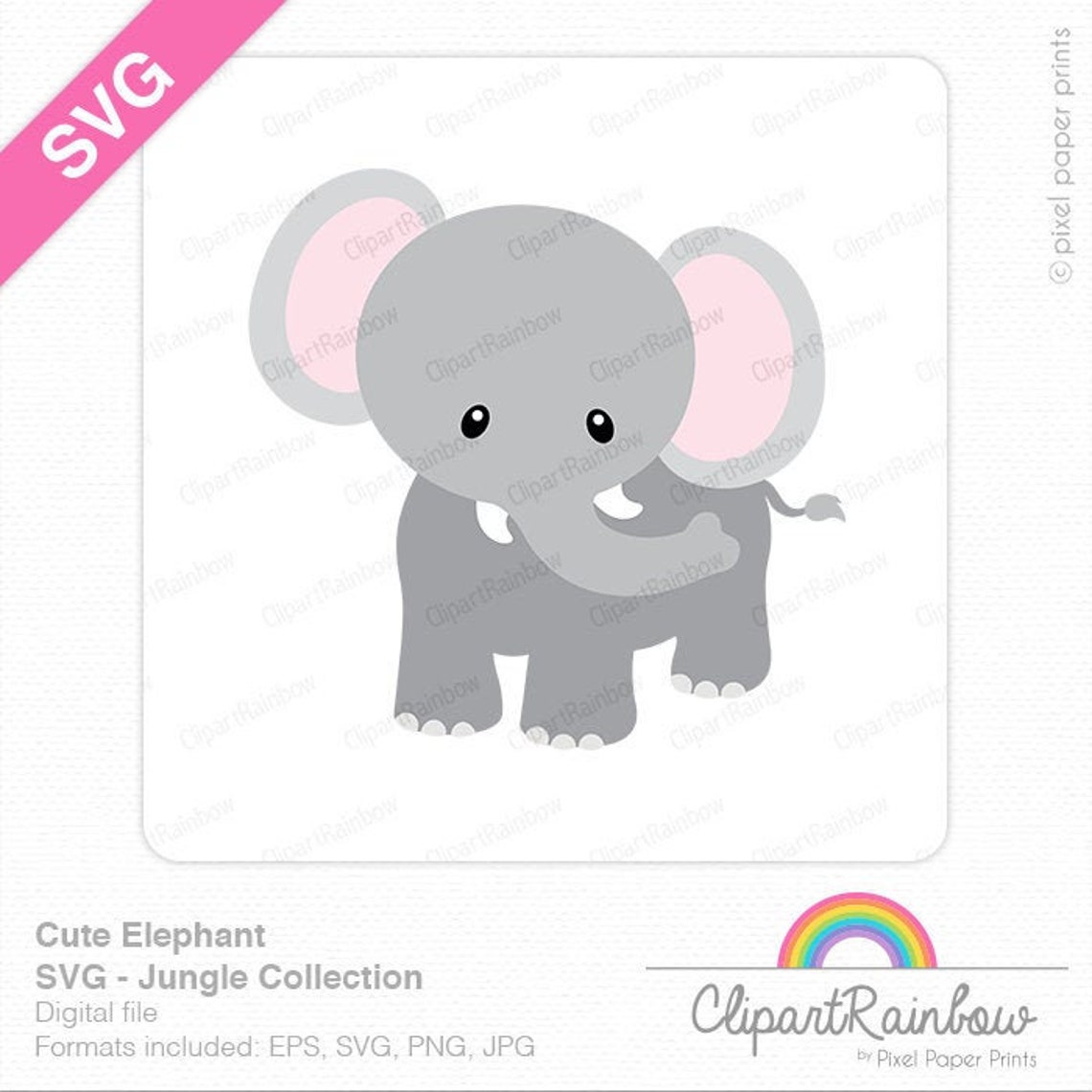 Elephant SVG Jungle Animals Clip Art SVG Cut Files PNG - Etsy