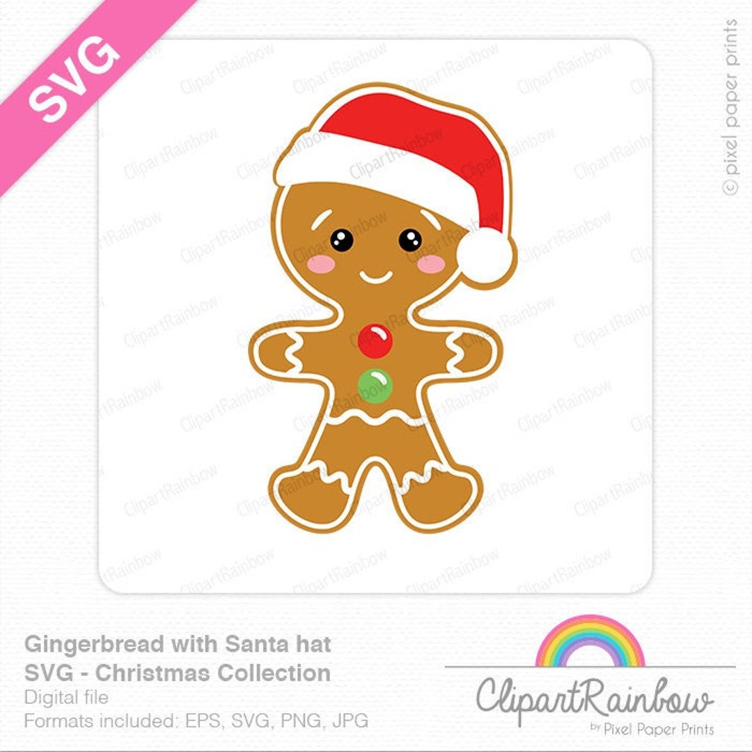 Santa Gingerbread Man SVG Gingerbread Clip Art SVG Cut Files PNG File ...