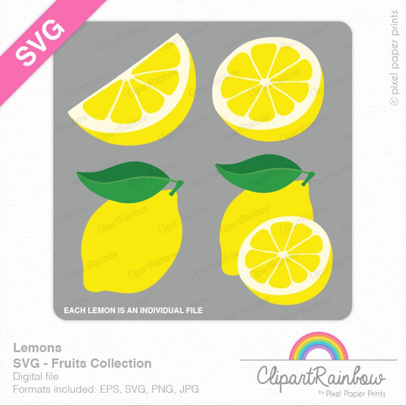 Lemon SVG Lemon Clipart SVG Cut Files PNG Files Digital - Etsy