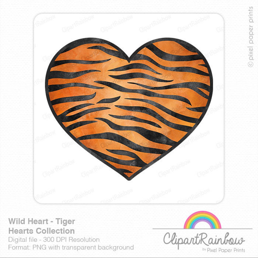 Tiger Heart Clipart Watercolor, PNG, Clip Art, Design for Sublimation ...