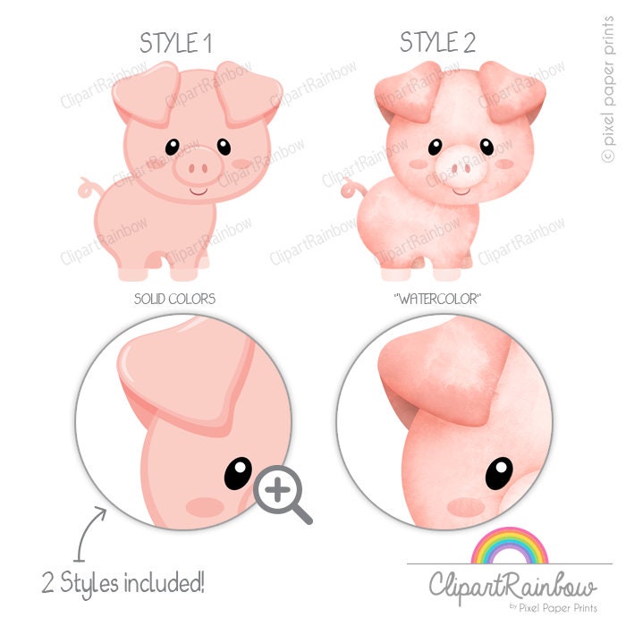 Pig Clipart Farm Clip Art Watercolor Clipart Digital - Etsy