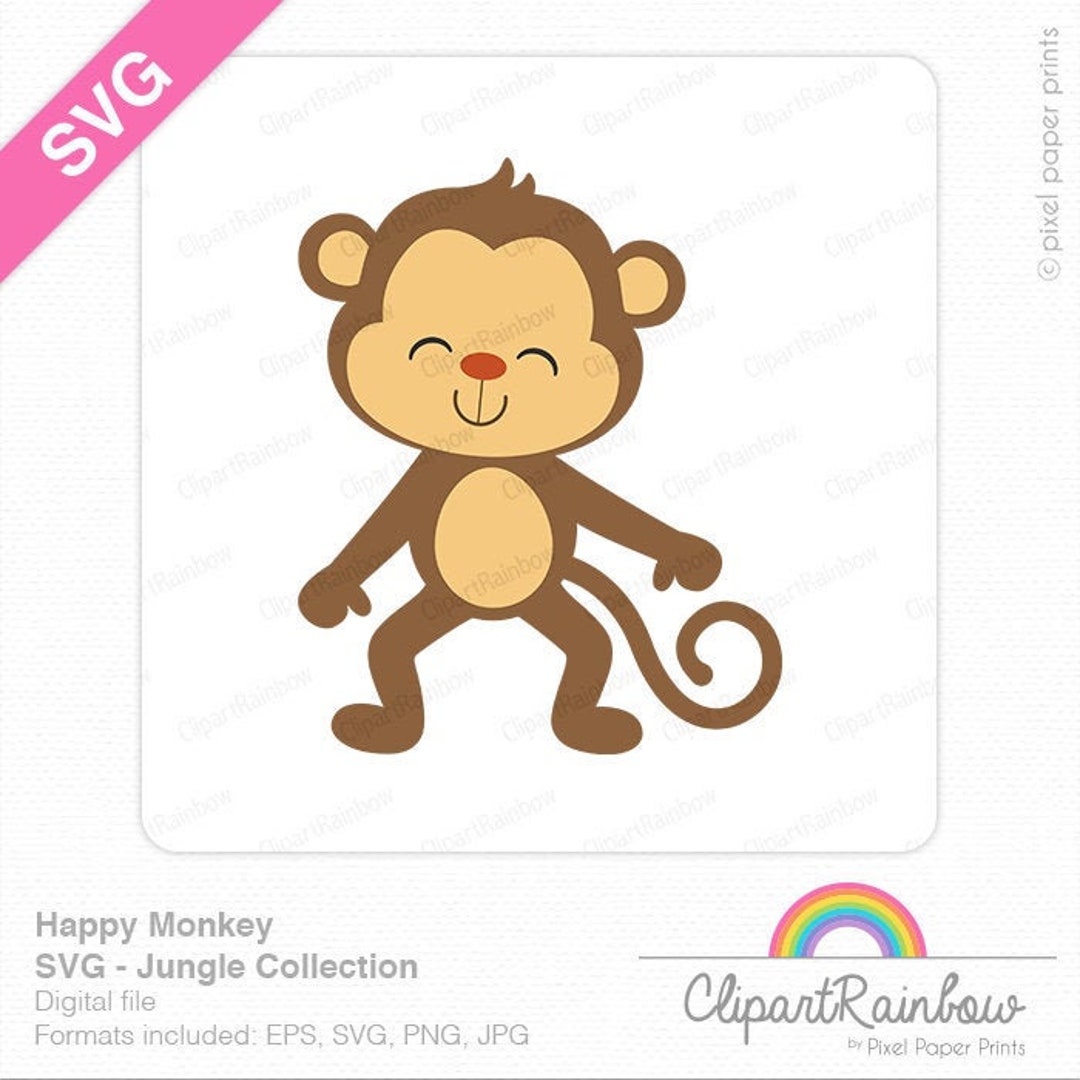 Monkey SVG - Cute Monkey Clip Art - SVG - Cut Files - PNG File ...