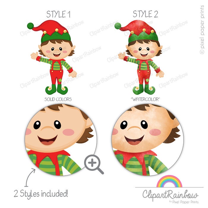 Elf Clip Art Watercolor Elf Cute Elf Clipart - Etsy