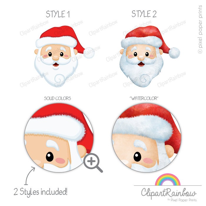 Santa Claus Face Watercolor Santa Claus Digital Clipart | Etsy