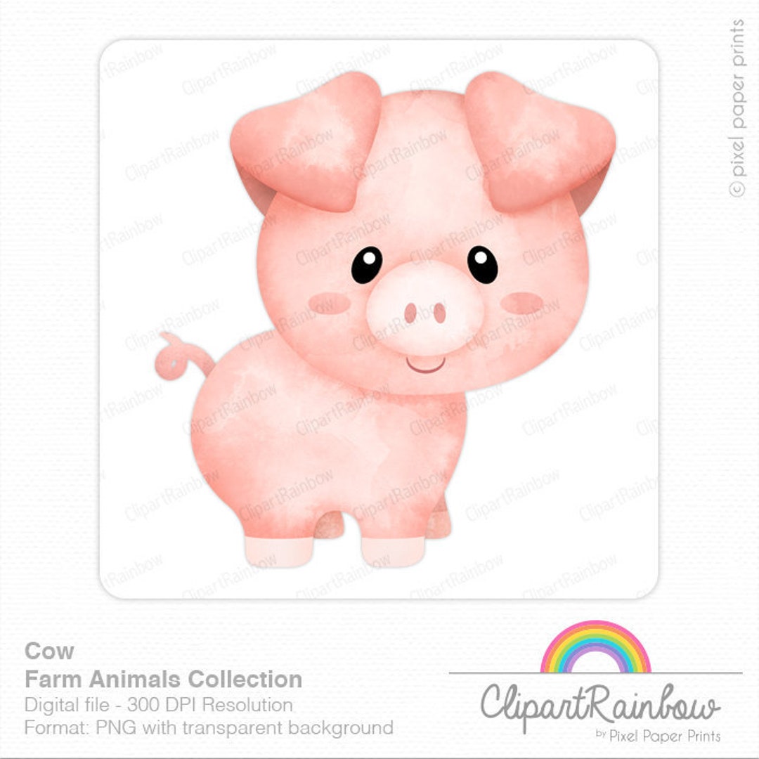 Pig Clipart - Farm Clip Art - Watercolor Clipart - Digital File - Etsy