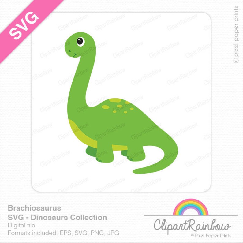 Brachiosaurus SVG Cute Dinosaur Clip Art SVG Cut Files - Etsy