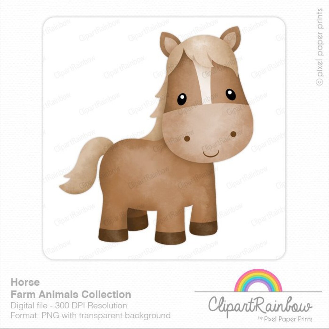 Watercolor Horse Clipart - Farm Clip Art - Digital File - Etsy