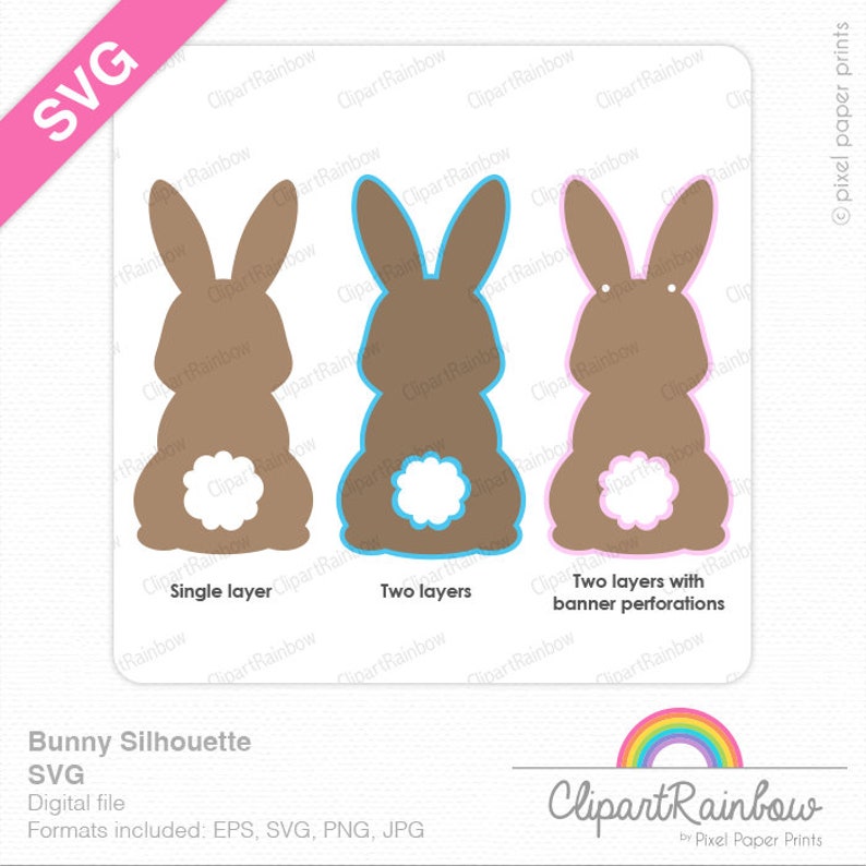 Bunny Silhouette SVG Clipart Bunny Back Clip Art SVG - Etsy