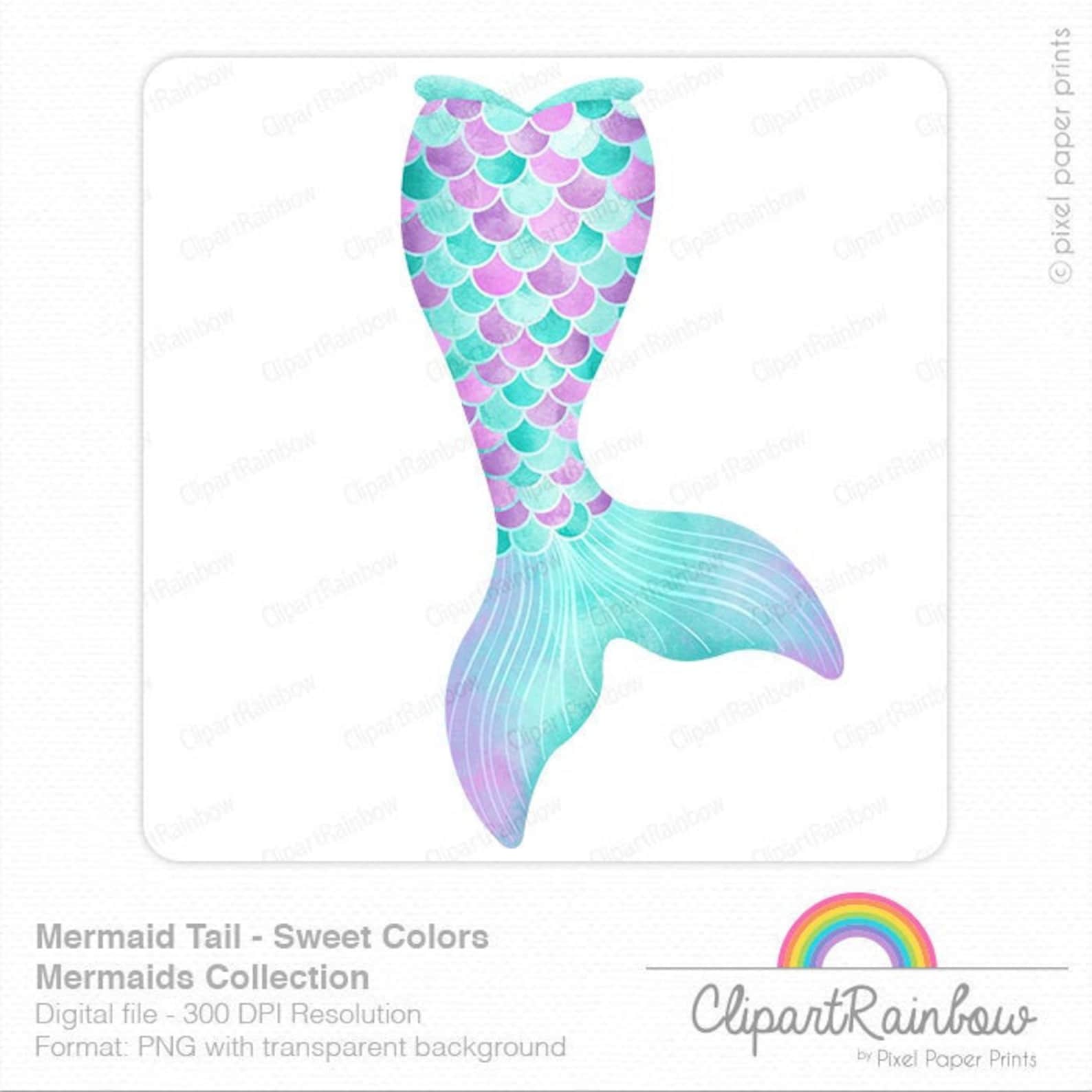Watercolor Mermaid Tail Clip Art Mermaid Clip Art - Etsy UK
