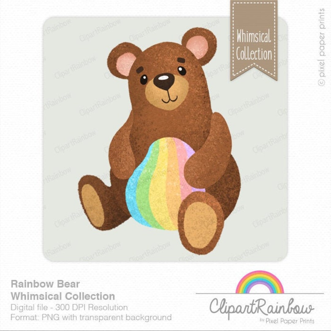 Rainbow Bear Cute Bear Clip Art, Sublimation Download, PNG File ...