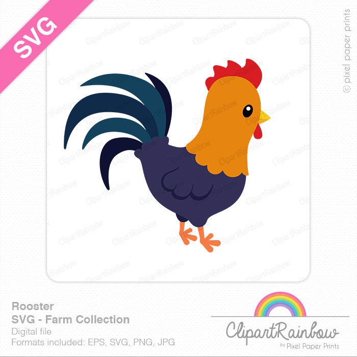 Cute Rooster SVG Rooster Clip Art Farm Animals SVG Cut | Etsy