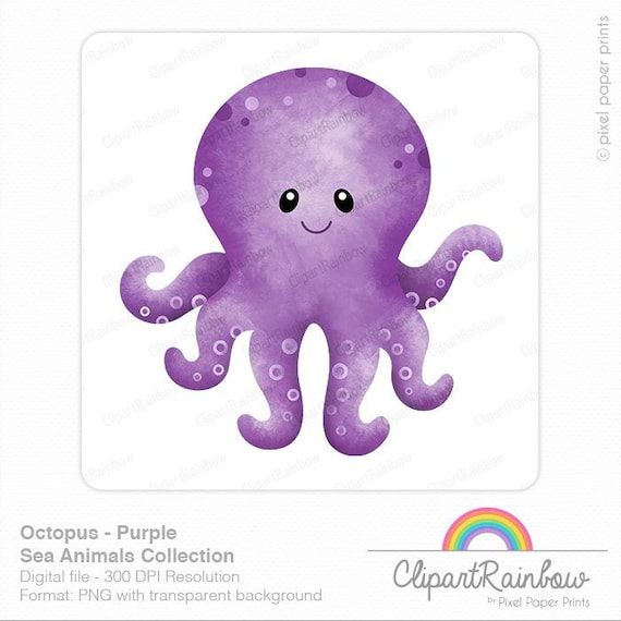 Watercolor Octopus Octopus clipart Sea animals clip art | Etsy
