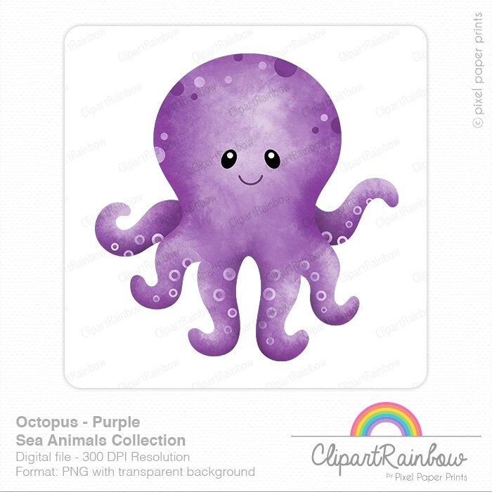 Watercolor Octopus Octopus Clipart Sea Animals Clip Art - Etsy