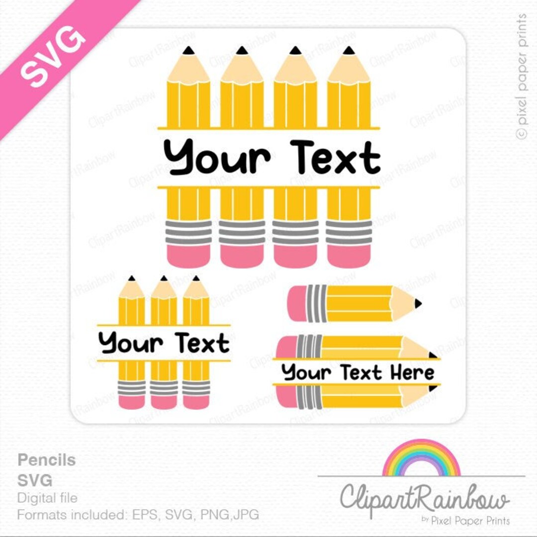 Pencil SVG School Clip Art Cut Files PNG File Digital Download Vector ...
