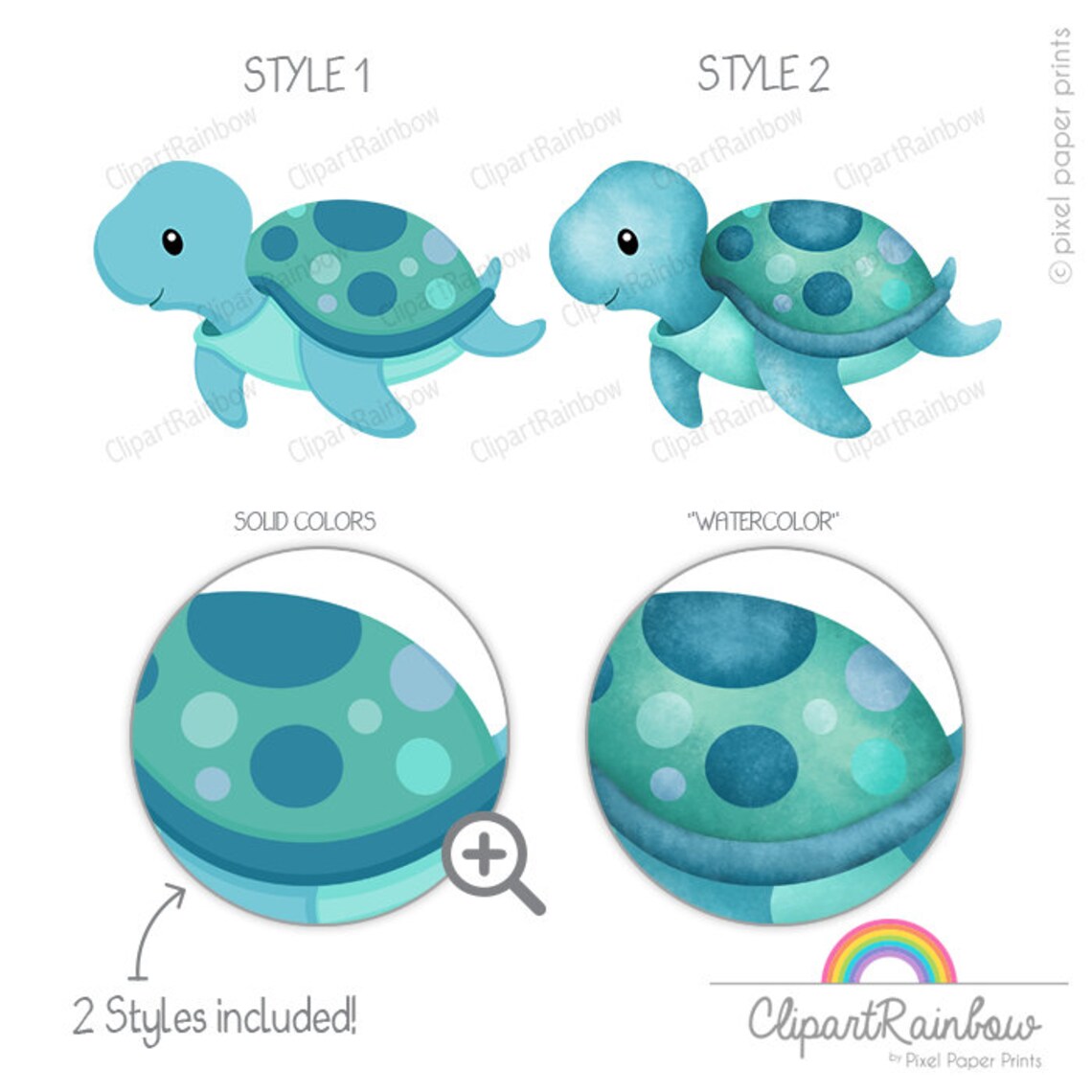 Sea Turtle Sea Animals Clipart Ocean Clip Art Digital | Etsy