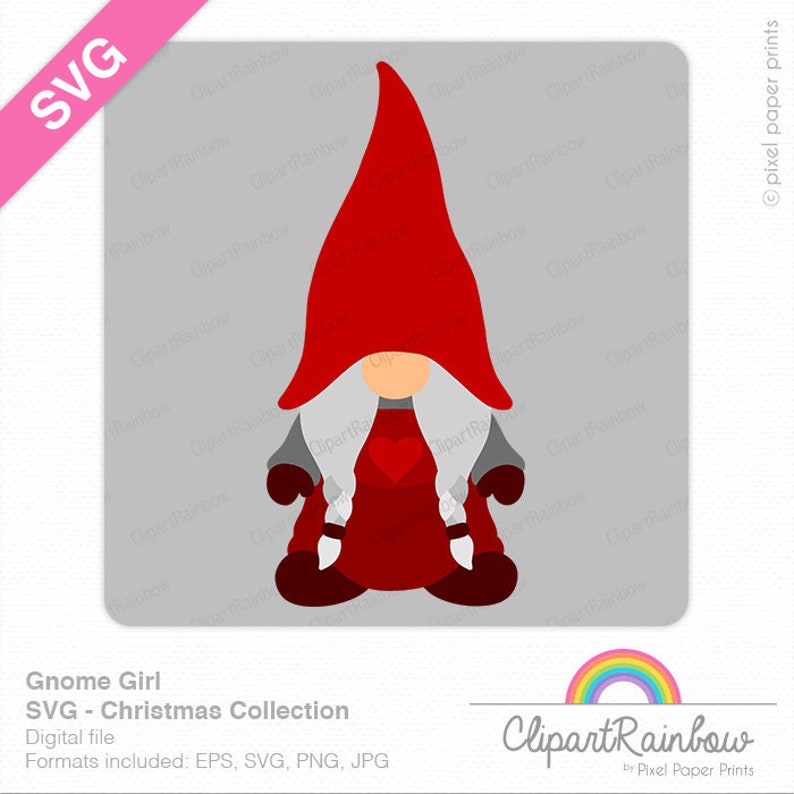 Gnome Woman SVG Gnome Girl Clipart Cute Gnome Clipart - Etsy
