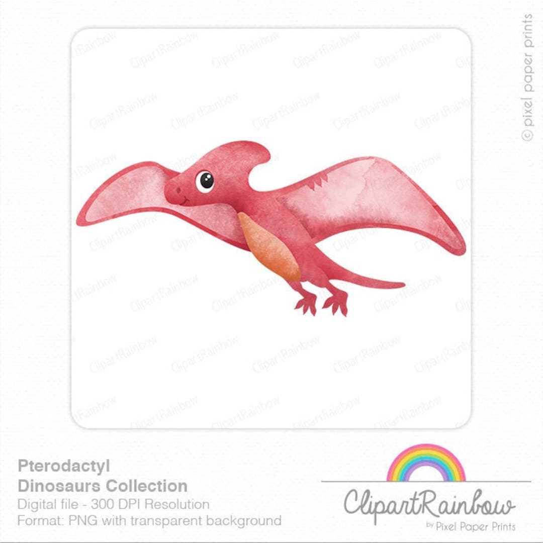 Watercolor Dinosaur - Pterodactyl - Clipart - Dinosaur Clip Art ...