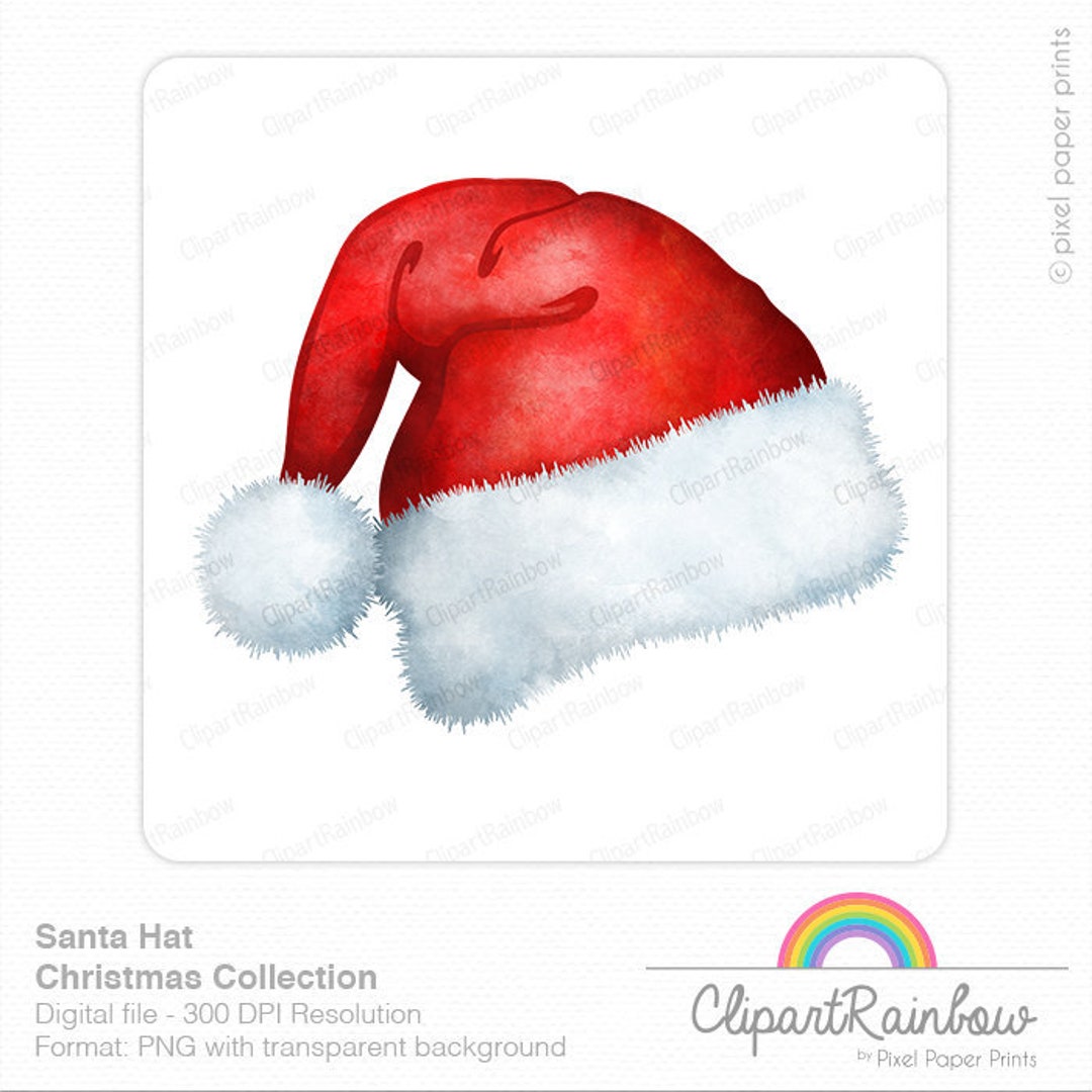 Watercolor Santa Hat - Santa Claus Hat Clip Art - Christmas Clipart - Etsy