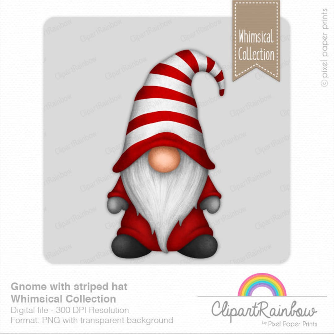 Christmas Gnome With Striped Hat Clipart Cute Gnome Clip Art ...