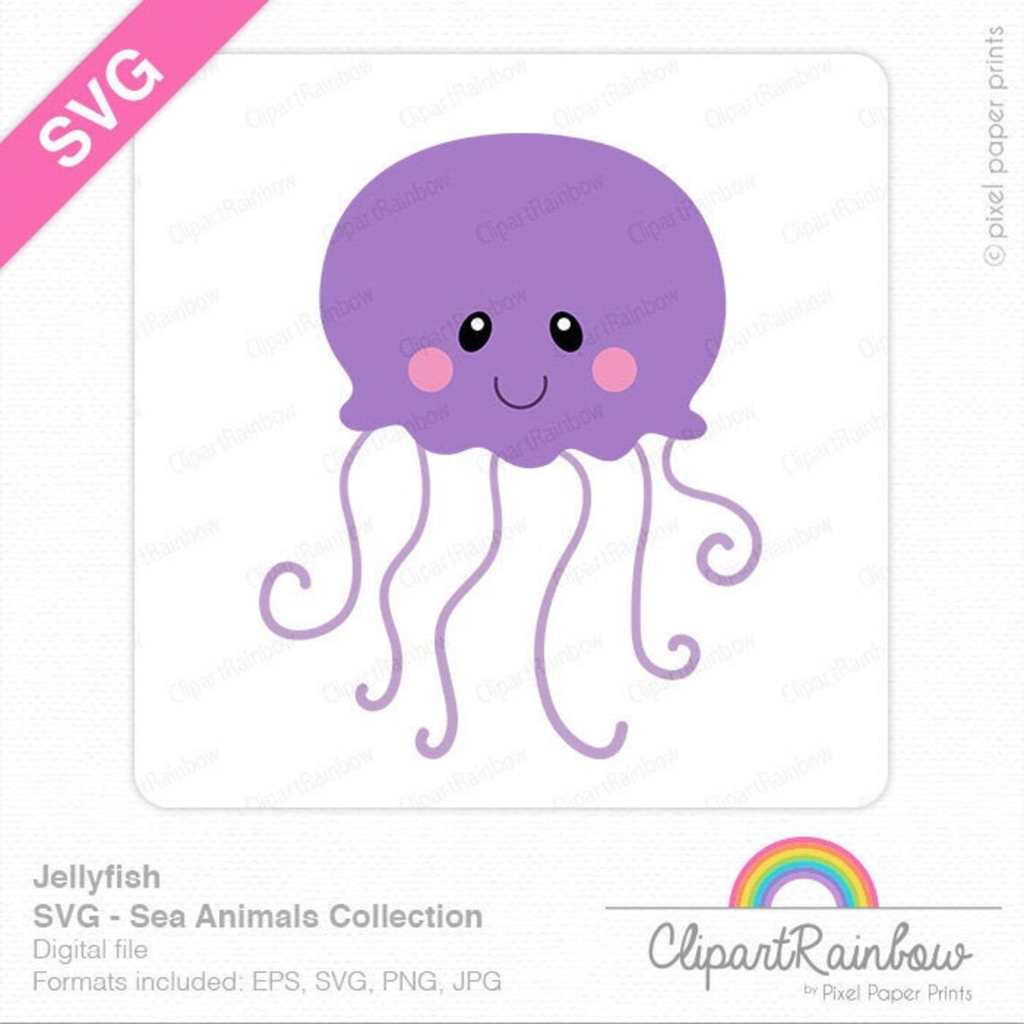 Cute Jellyfish SVG Sea Animals Clip Art SVG Cut Files - Etsy