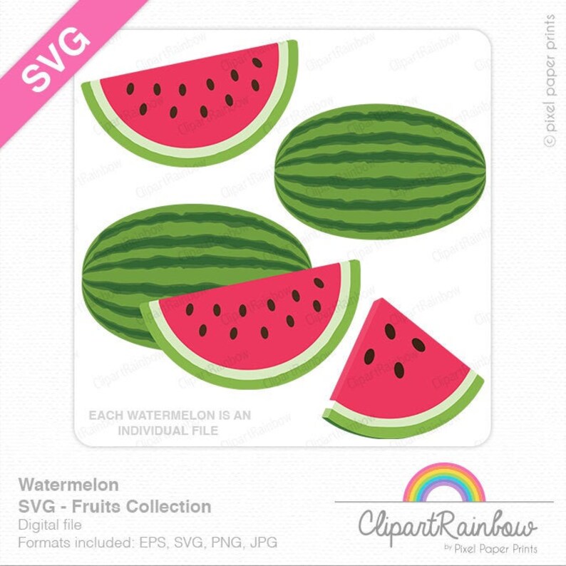Watermelon SVG Watermelon Clipart SVG Cut Files PNG Files - Etsy