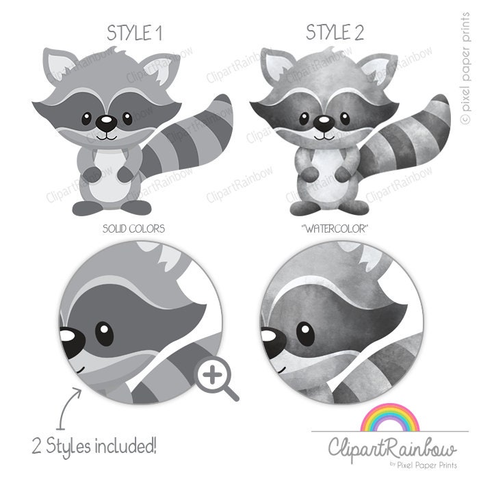 Raccoon Clipart Woodland Animals Clip Art Watercolor - Etsy