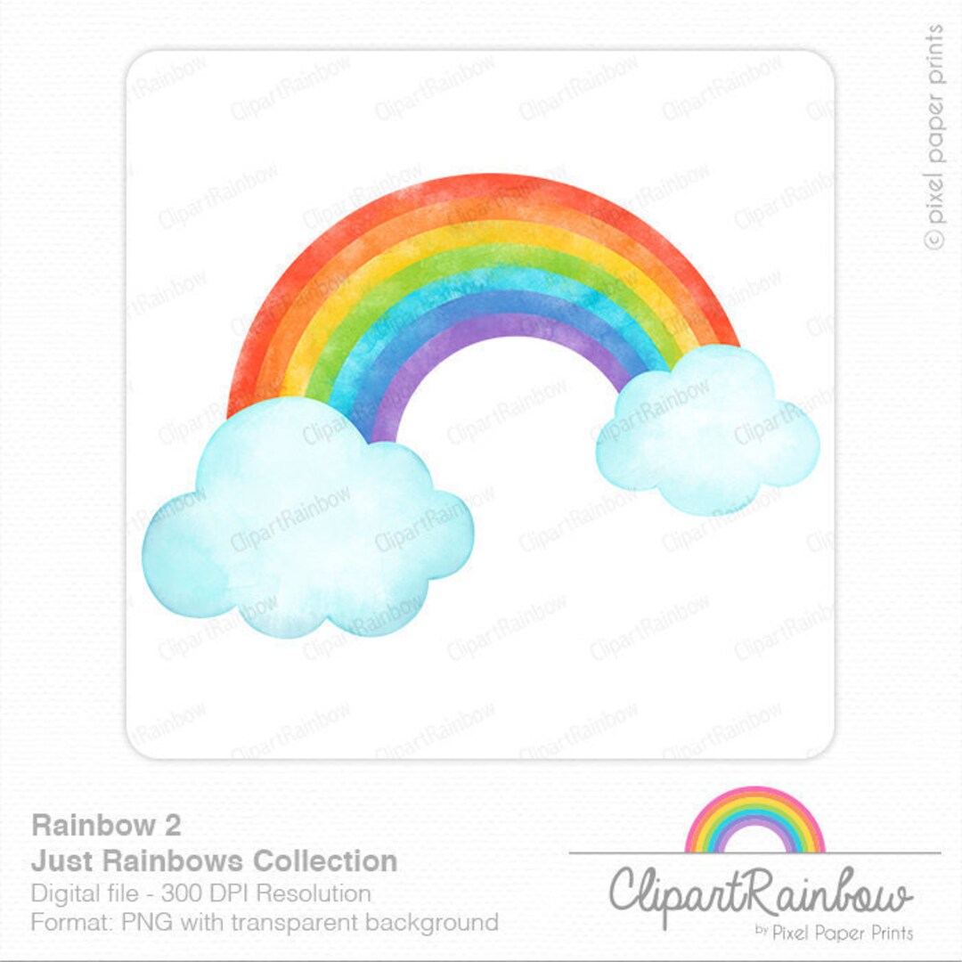 Watercolor Rainbow Clip Art Rainbow Clipart Digital File - Etsy