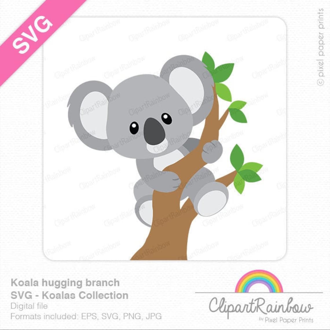 Baby Koala SVG Cute Koala Clip Art SVG Cut Files PNG | Etsy Australia
