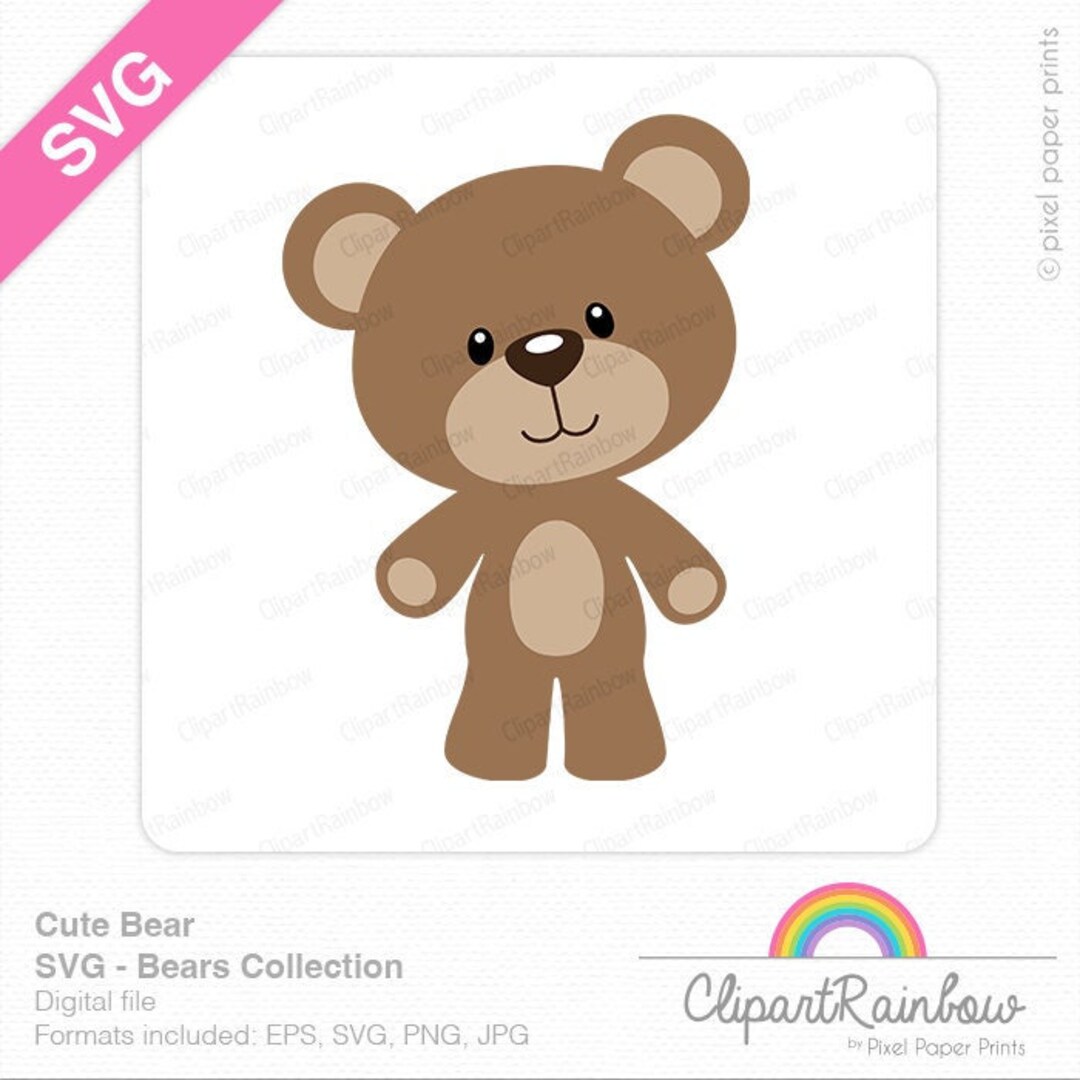 Bear SVG Clipart Cute Bear Clip Art SVG Cut File Instant Download - Etsy