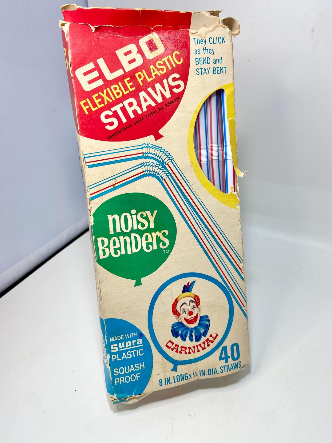 Vintage Carnival Straws,vintage Noisy Bender Drinking Straws,clown ...