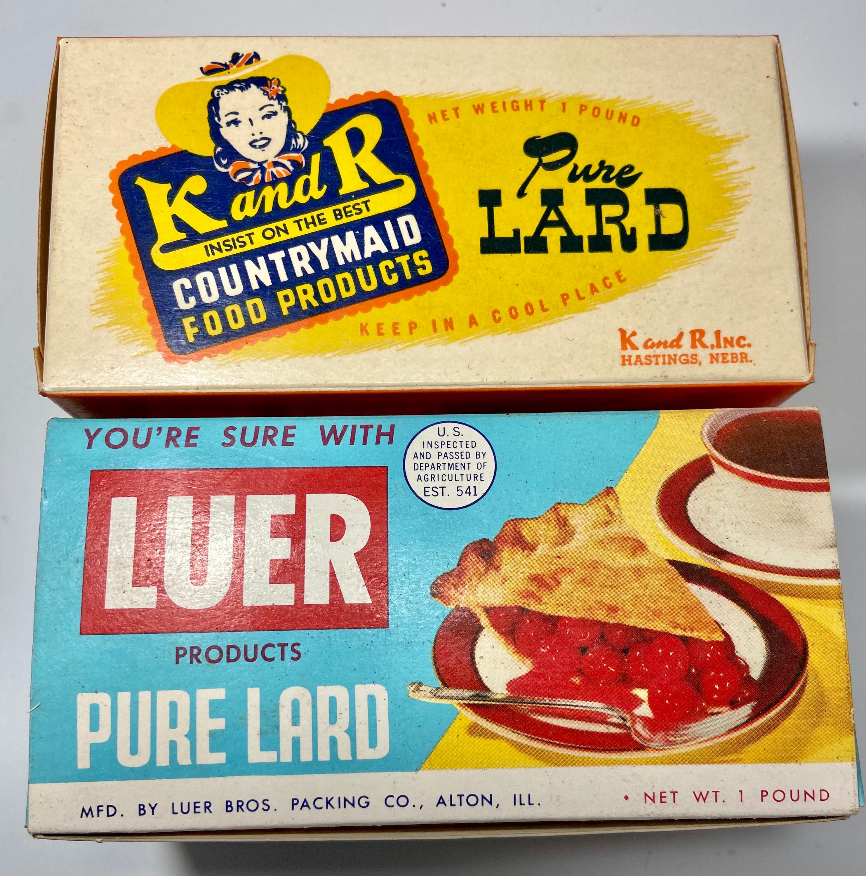 Vintage Luer & Country Maid Lard Boxes, 1950s Advertising - Etsy