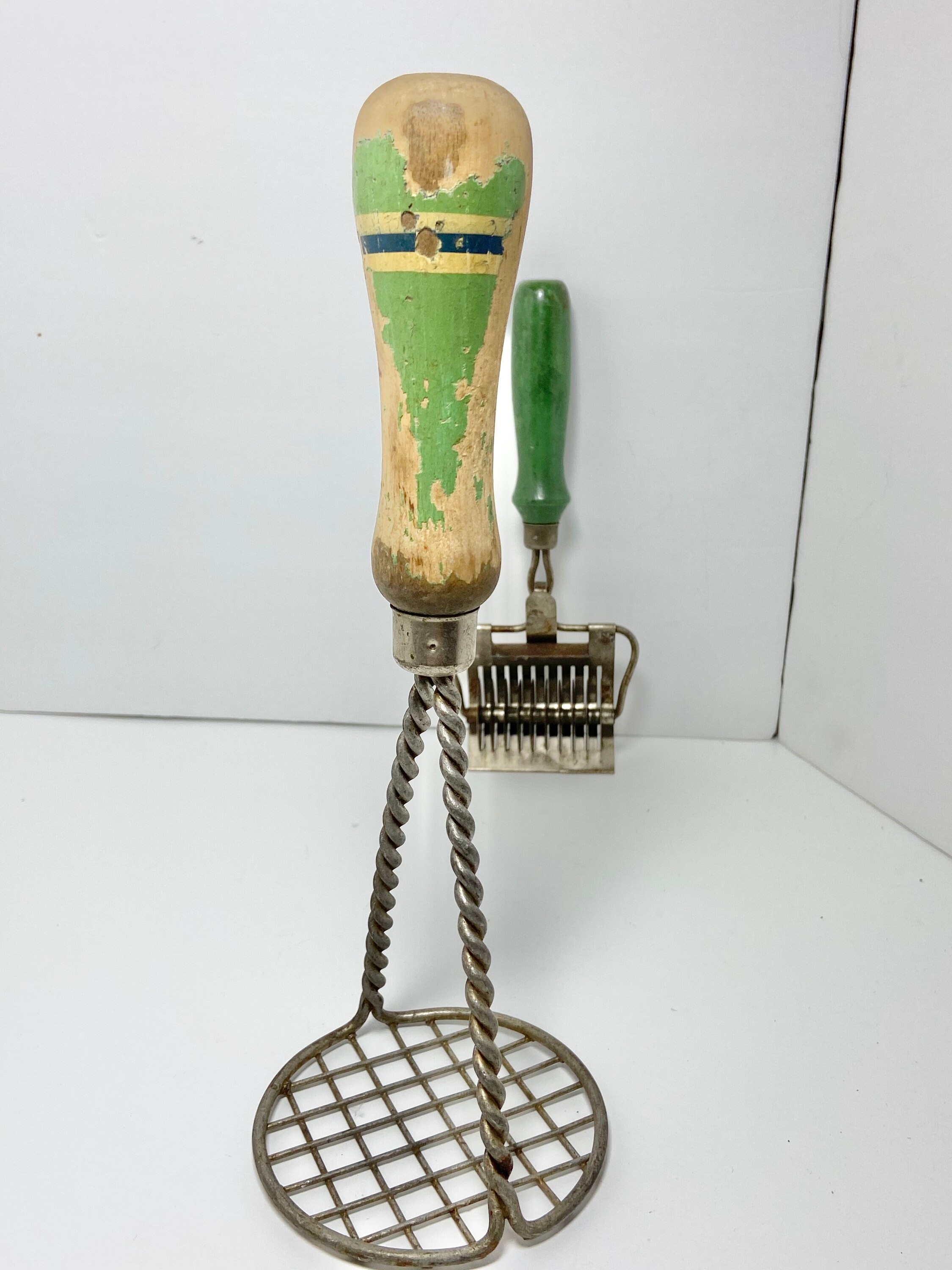 Vintage Kitchen Utensils Green Wood Handles. Vegetable Masher - Etsy Vintage Kitchen Utensils Green Wood Handles. Vegetable Masher - Etsy