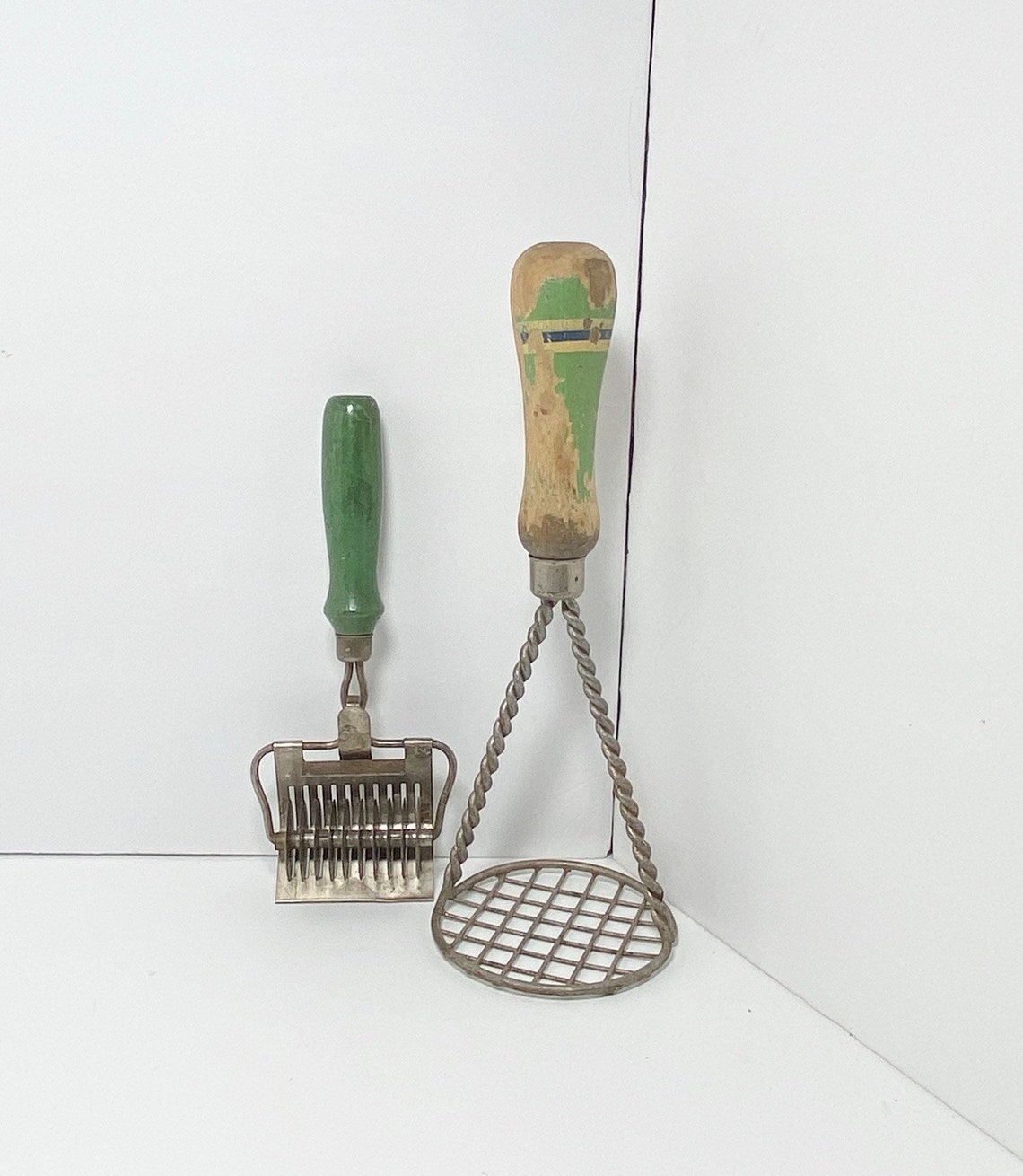 Vintage Kitchen Utensils Green Wood Handles. Vegetable Masher - Etsy Vintage Kitchen Utensils Green Wood Handles. Vegetable Masher - Etsy