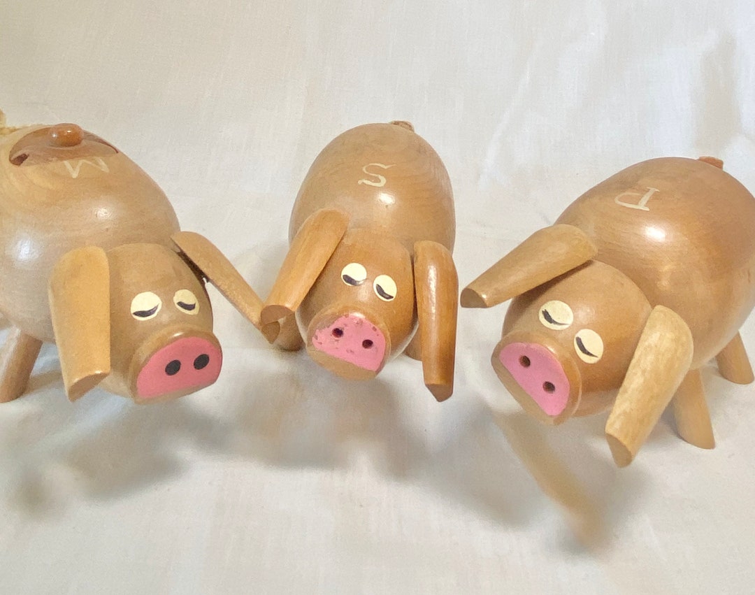 Vintage Pigs,pig Collector,japan Pig, Swine,wood Salt Pepper Shakers ...