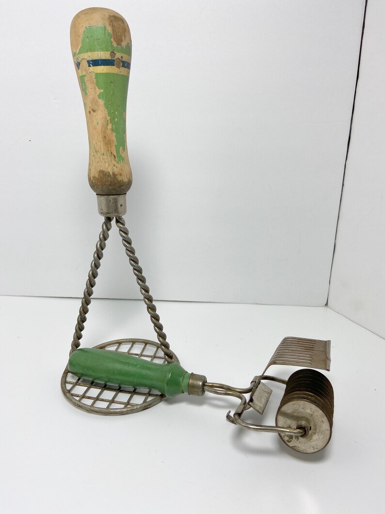 Vintage kitchen utensils green wood handles. Vegetable Masher | Etsy Vintage kitchen utensils green wood handles. Vegetable Masher | Etsy
